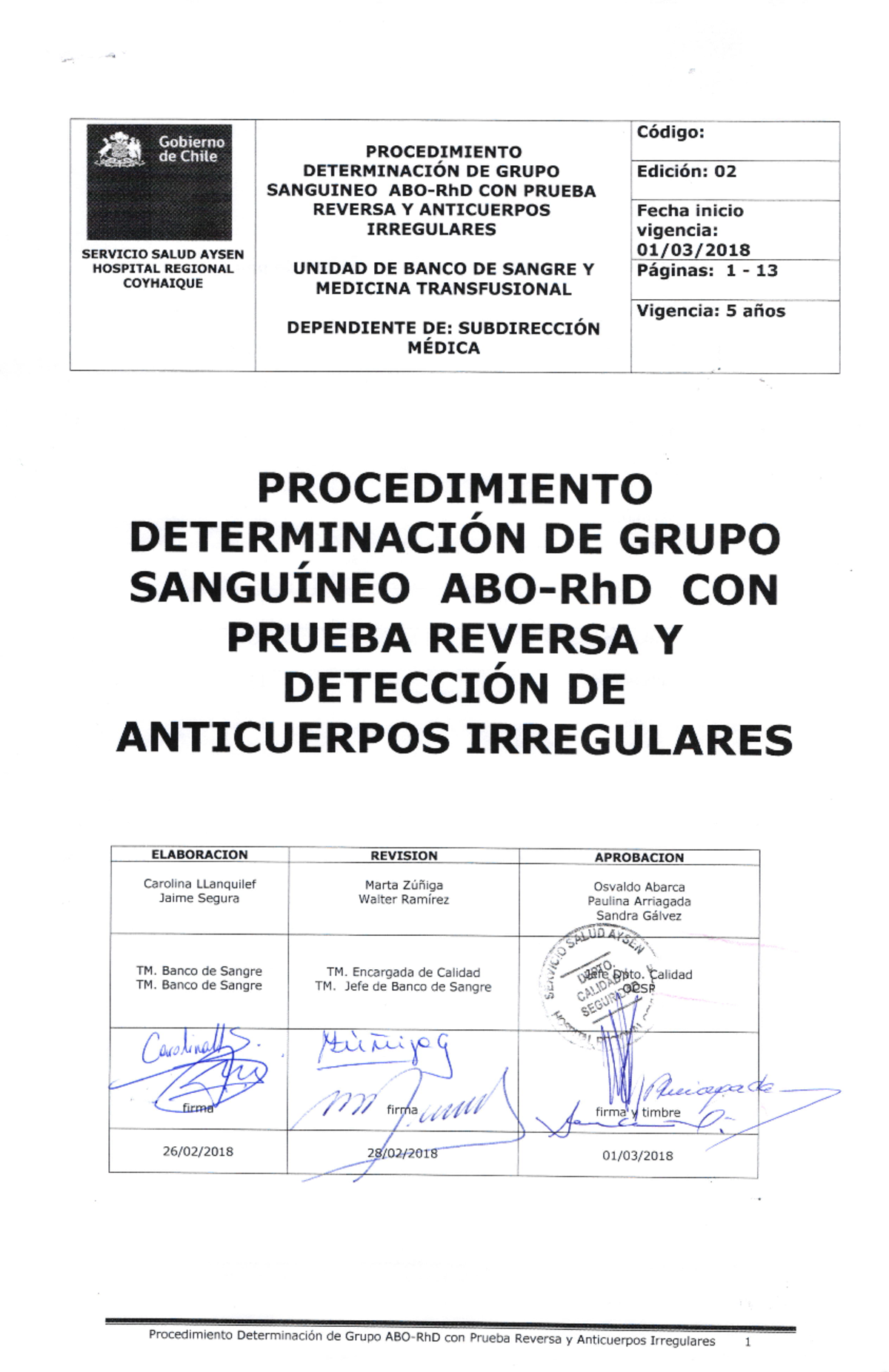 APTr-1 - Tipaje - SERVICIO SALUD AYSEN HOSPITAL REGIONAL COYHAIQUE ...