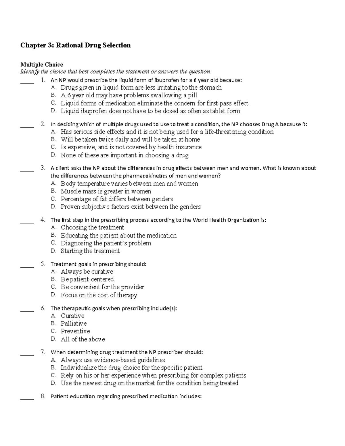 Chapter 3 Rational Drug Selection - Chapter 3: Rational Drug Selection ...