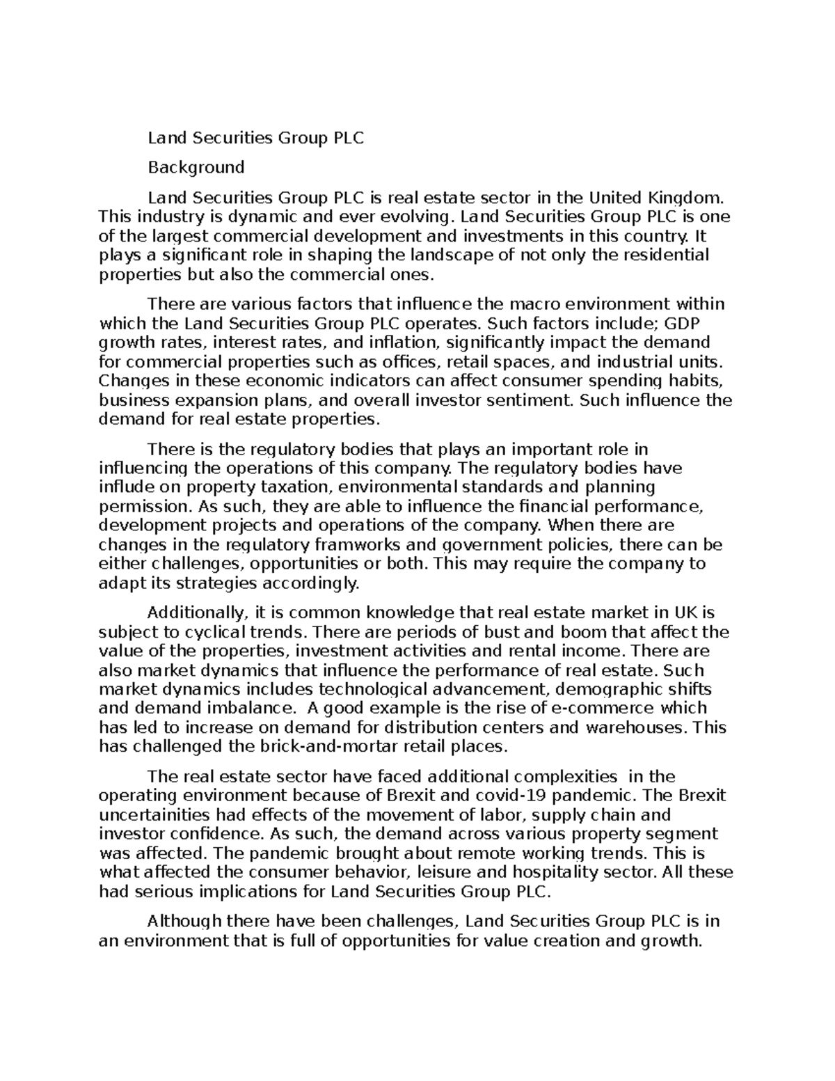 Land Securities Group PLC - Land Securities Group PLC Background Land ...