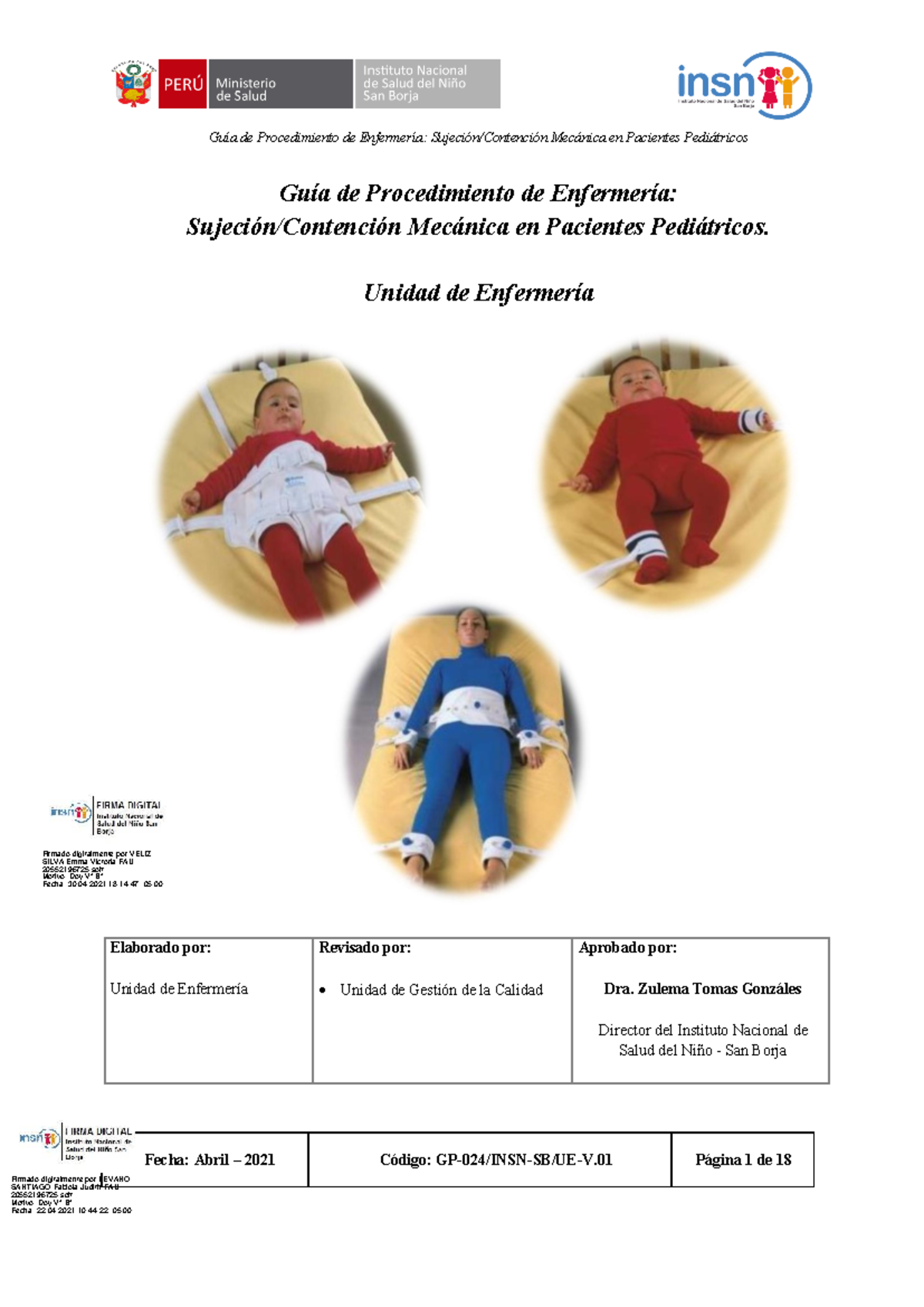 RD N° 000095-2021-DG- Insnsb GP Sujeción Mecánica Pediatría - Guía de ...