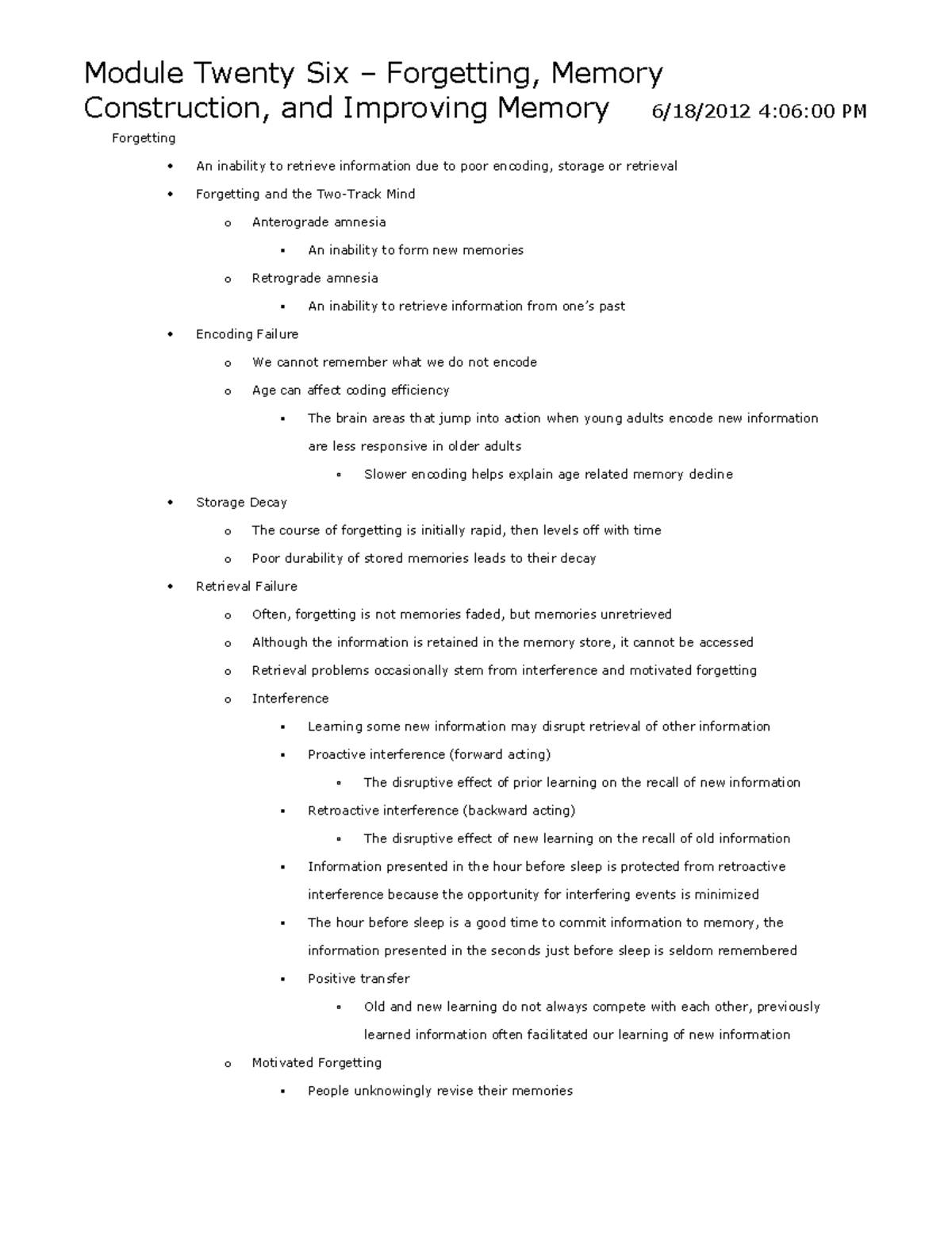 Summary Psychology in Modules - module 26-27 - Module Twenty Six Forgetting, Memory Construction ...