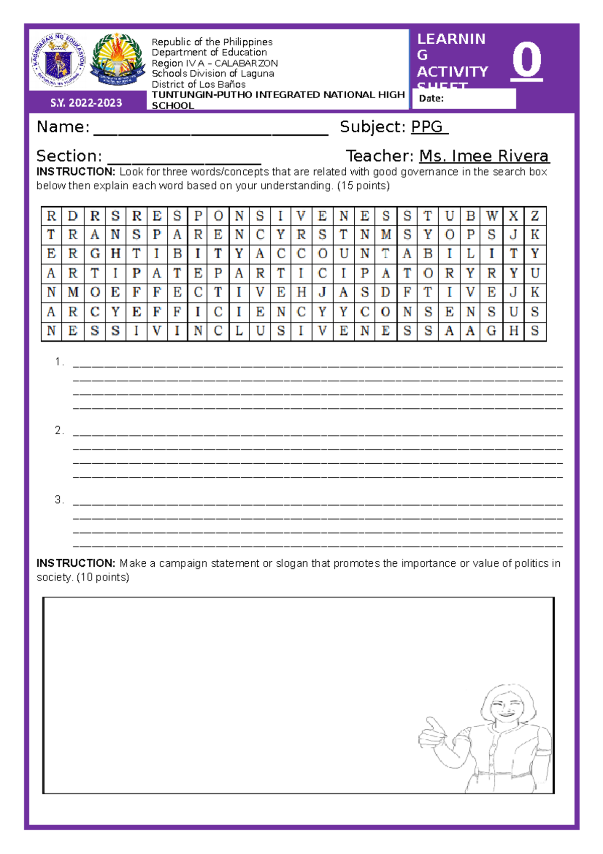 PPG LAS 1 2 - for your acads - Name ...