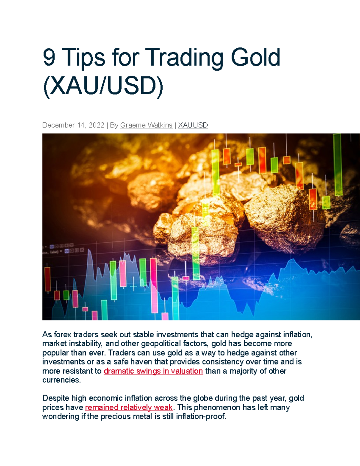 Tips for Trading Gold - statistics - 9 Tips for Trading Gold (XAU/USD ...