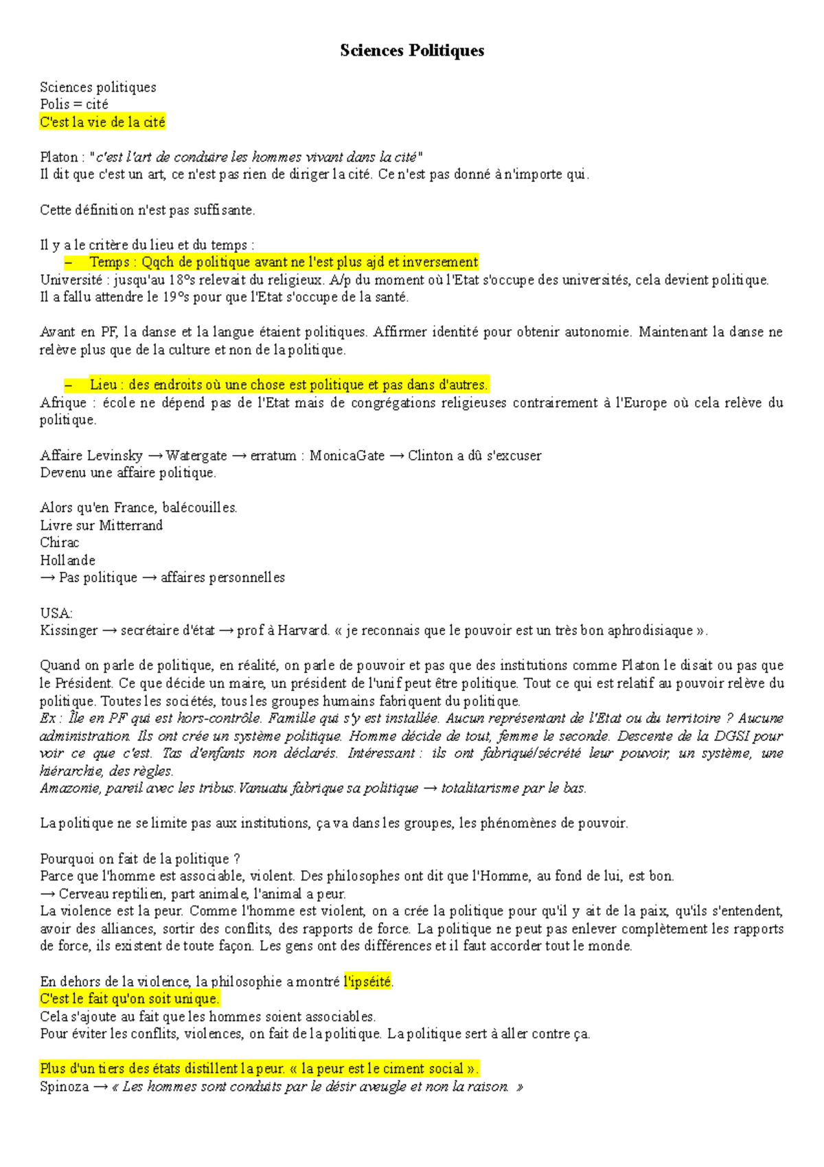 Science po L1 - Sciences Politiques Sciences politiques Polis = cité C ...