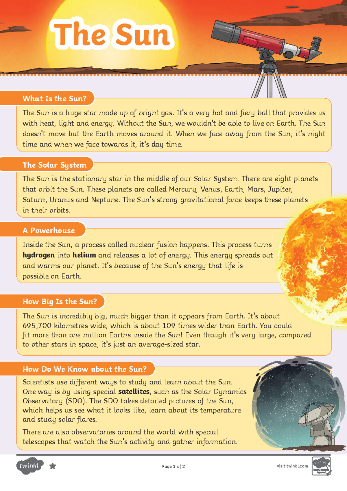 02 - science - The SunThe Sun What Is the Sun? ####### The Sun is a ...