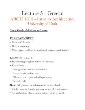 Lecture 4 - Egypt - Lecture 4 - Egypt ARCH 1615 - Intro to Architecture University of Utah Study ...