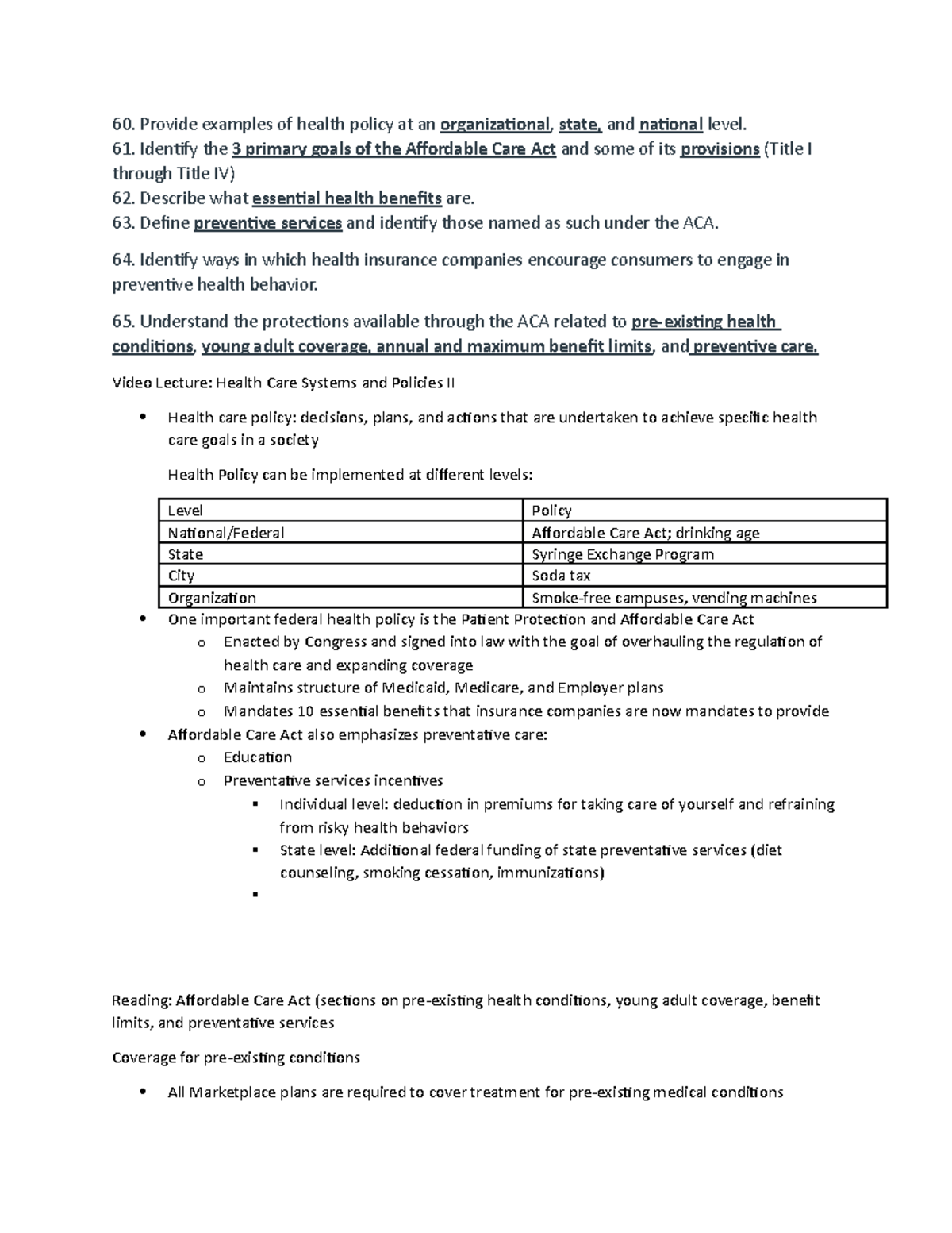 Week 7 Learning Materials - Health Psychology - 60. Provide examples of ...