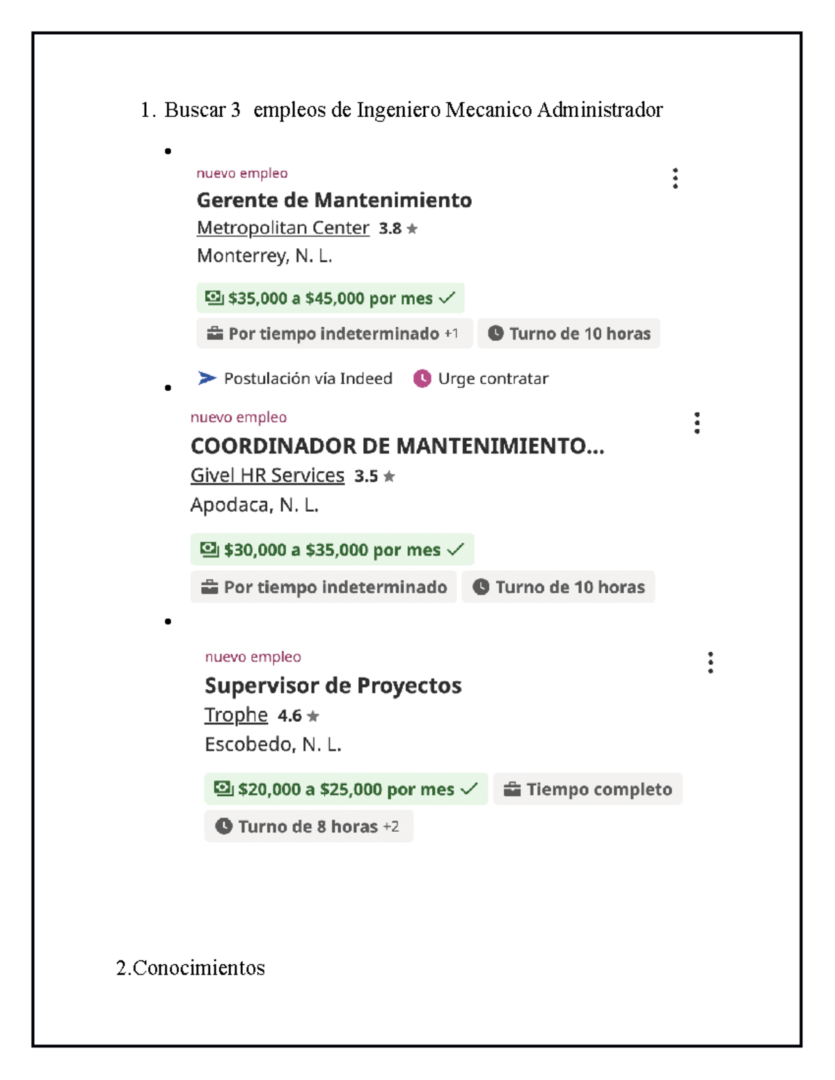 Buscar 3 empleos de Ingeniero Mecanico Administrador - 1. Buscar 3 ...