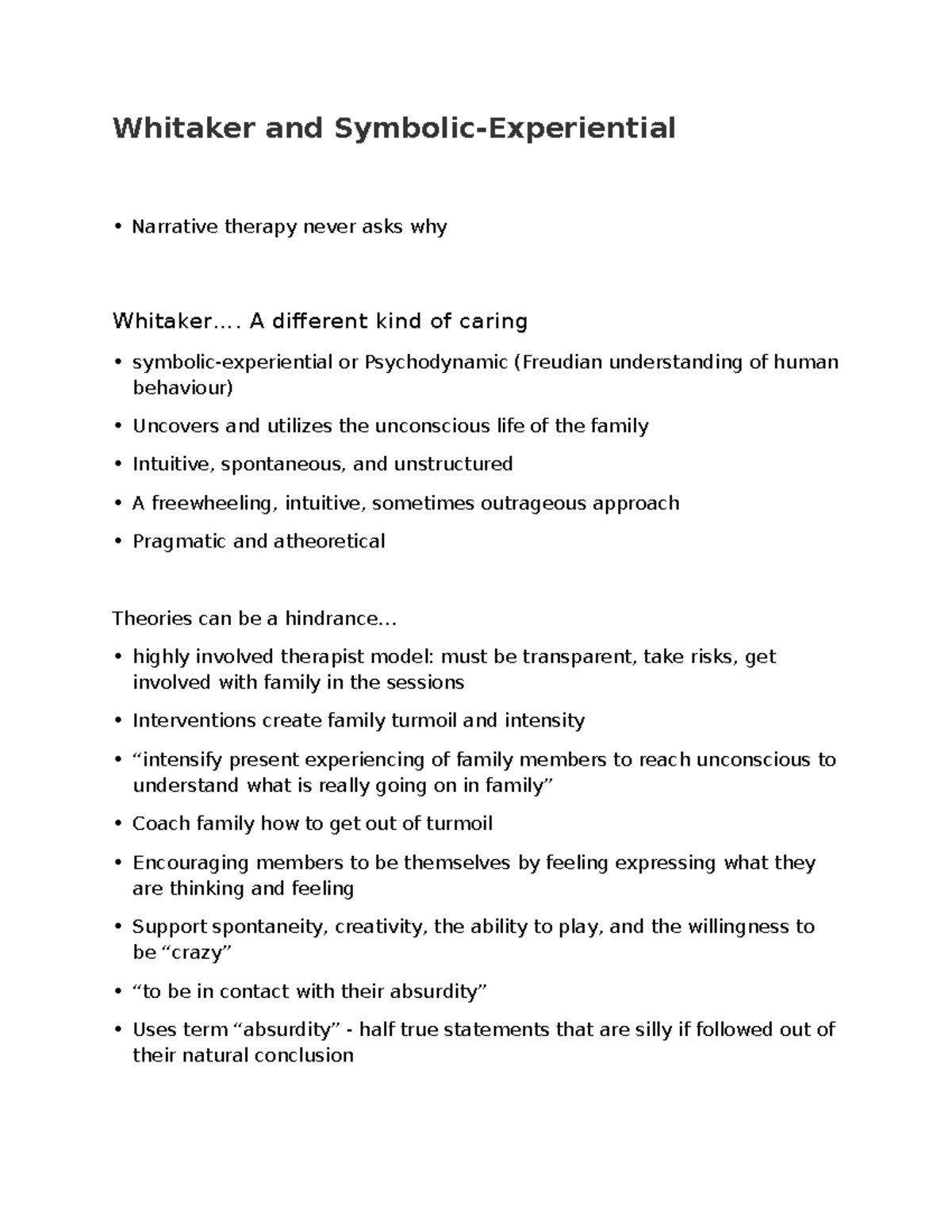 Lecture 10 - Whitaker and Symbolic - Whitaker and Narrative therapy ...