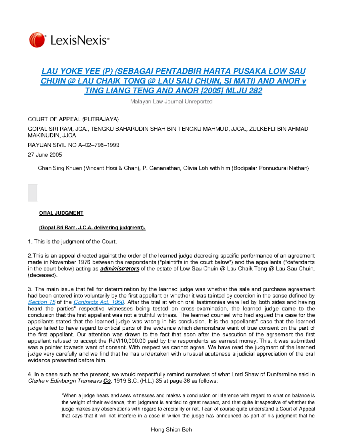 LAU YOKE YEE (P) ( Sebagai Pentadbir Harta Pusaka LOW SA - LAU YOKE YEE (P) (SEBAGAI PENTADBIR ...