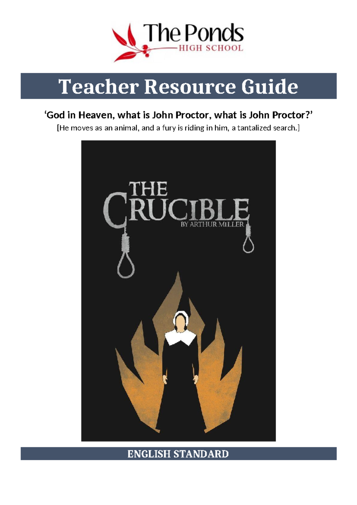 The Crucible Study Guide v - Teacher Resource Guide ‘God in Heaven ...