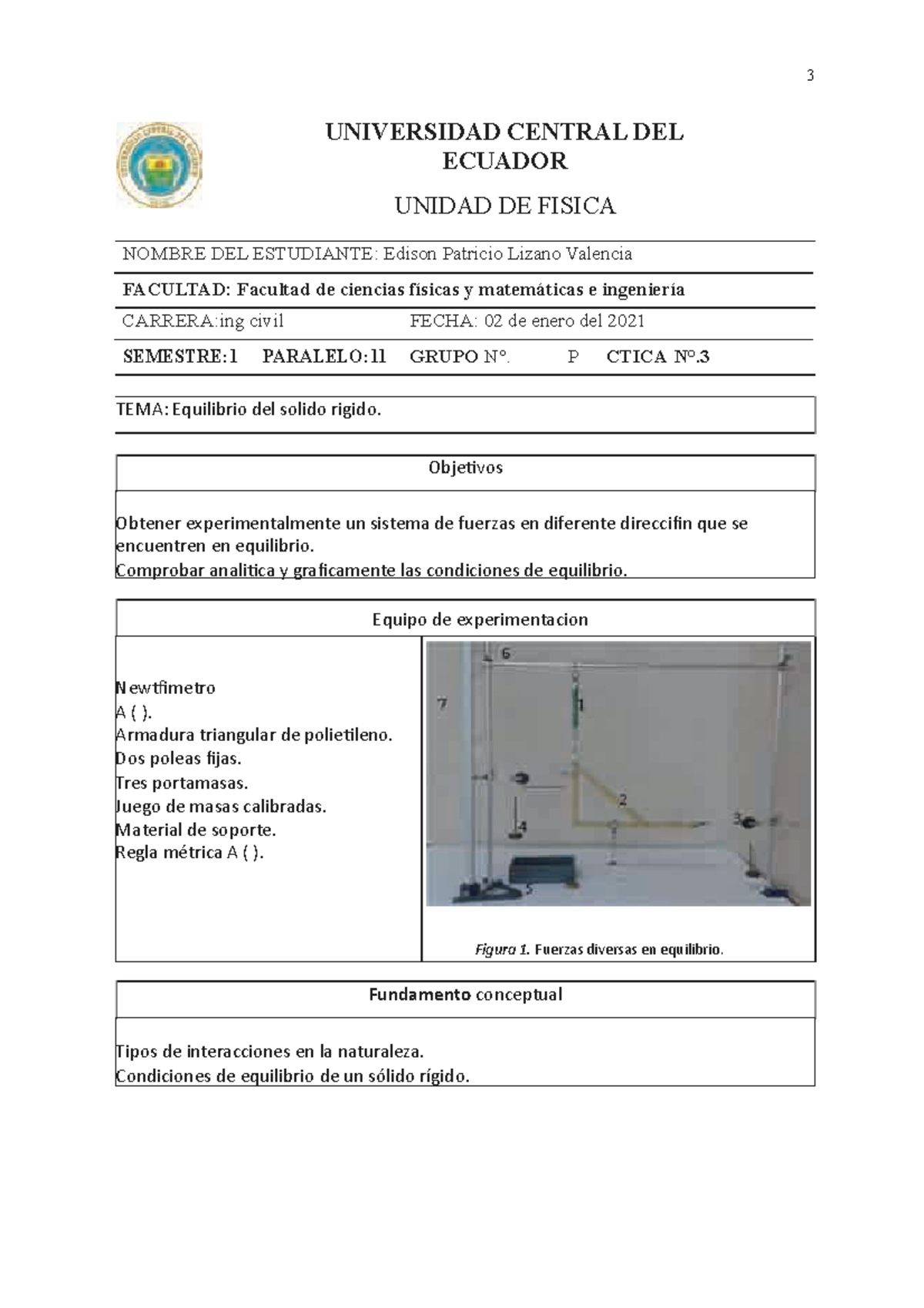 Fundamento Fuerzas Diversas EN Equilibrio Edison Lizano - TEMA ...