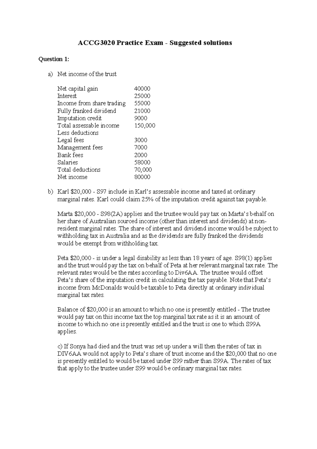 Microsoft Word - ACCG3020 Practice exam - Suggested solutions ...