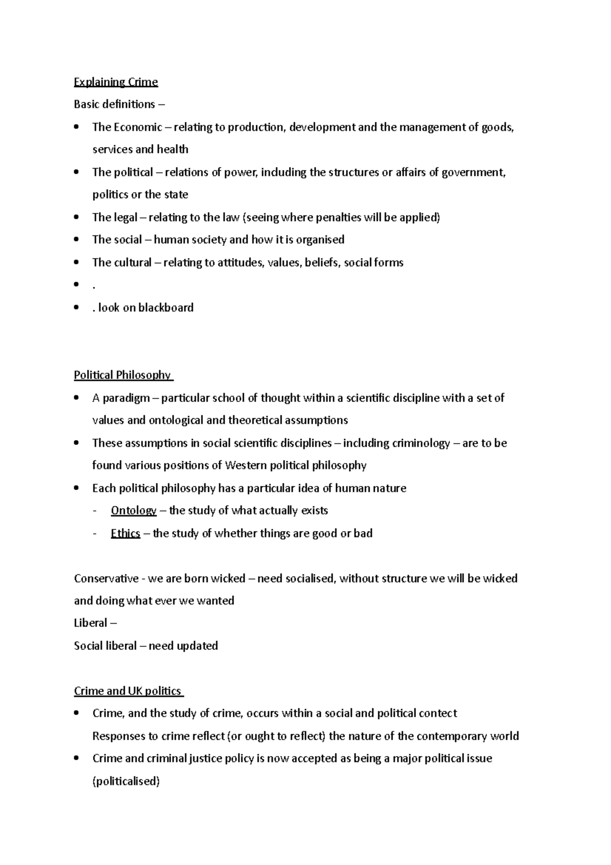 Explaining Crime lecture 2 - Explaining Crime Basic definitions The ...