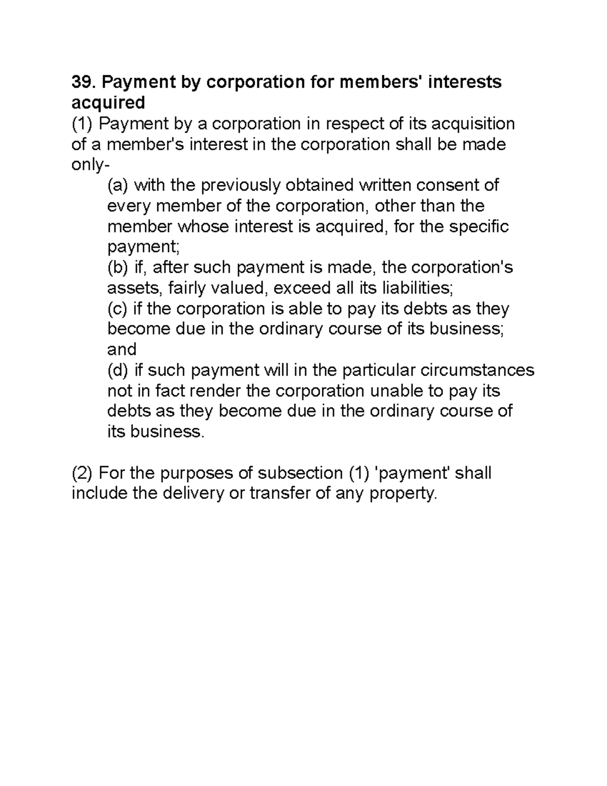 companies act section 39 and 51 - JHMV102 - Mandela - Studocu