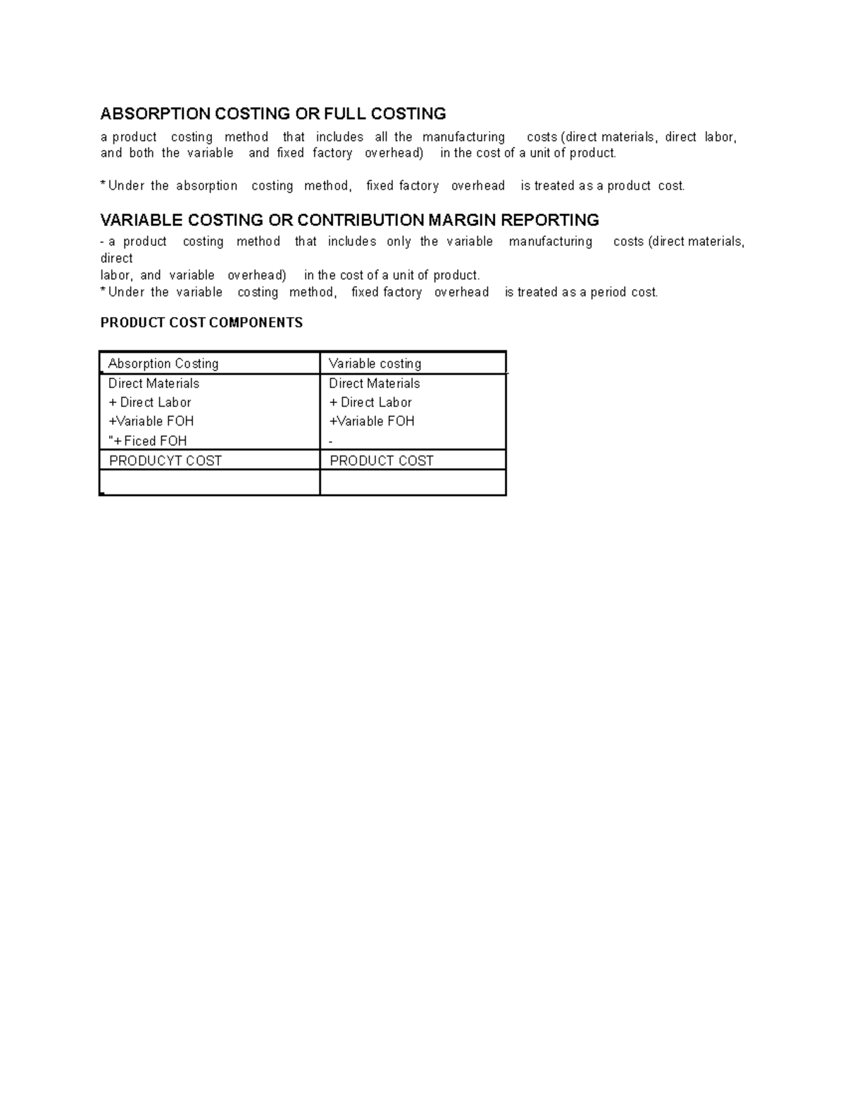 Absorption Costing OR FULL Costing - ABSORPTION COSTING OR FULL COSTING ...