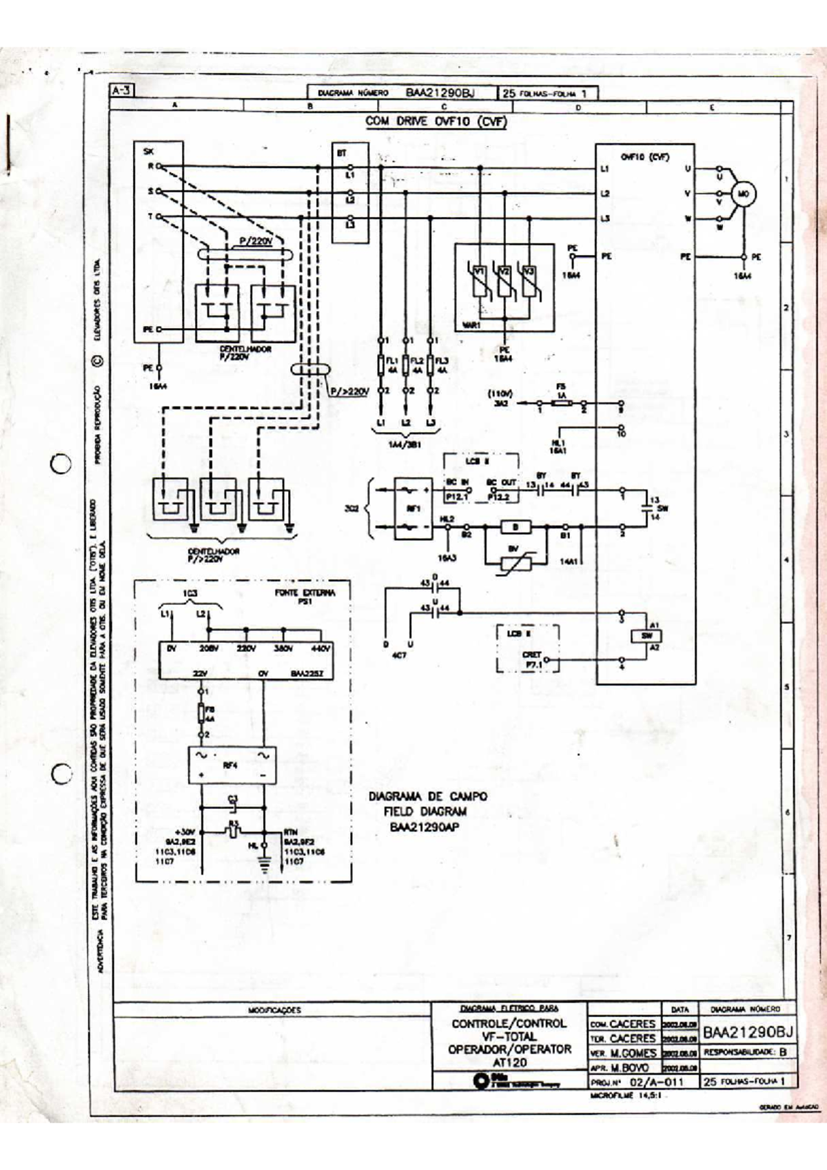 Diagramas operador AT120 - A-3 DIAGRAMA NÚMERO BAA21290BJ 25 FOLHAS ...