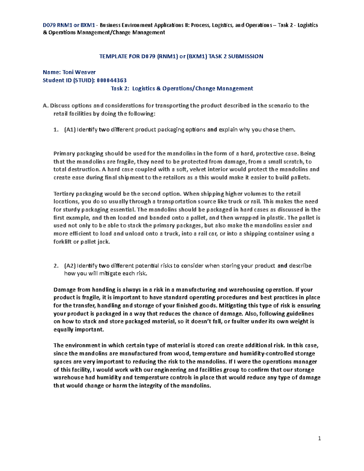 D079 - Task 2 - Final - D079 RNM1 or BXM1 - Business Environment ...