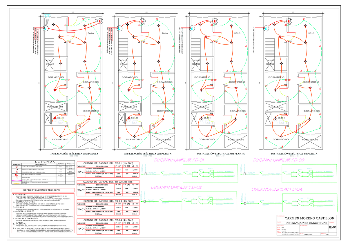 4 pisos Plano Electrico-Layout 1 - A A B B B C D E F G A ALIMENTADOR O ...