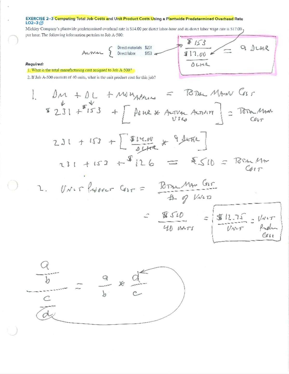E2-3 P2-16 and E2-2 Job Costs POHRs and the famous MOH clearing account ...