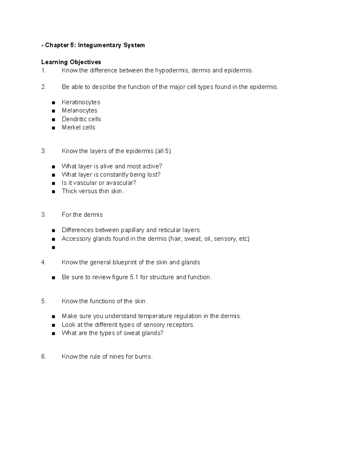 Ch. 5 Anatomy Lecture Notes - Chapter 5: Integumentary System Learning ...
