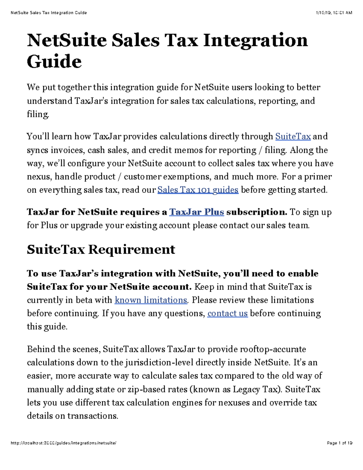 Tax Jar for Suite Tax Documentation - ns/netsuite/ Page 1 of - Studocu