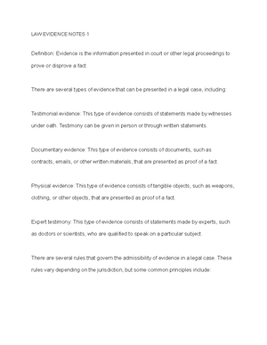 Law evidence 1 - LAW EVIDENCE NOTES 9 Demonstrative evidence in the ...