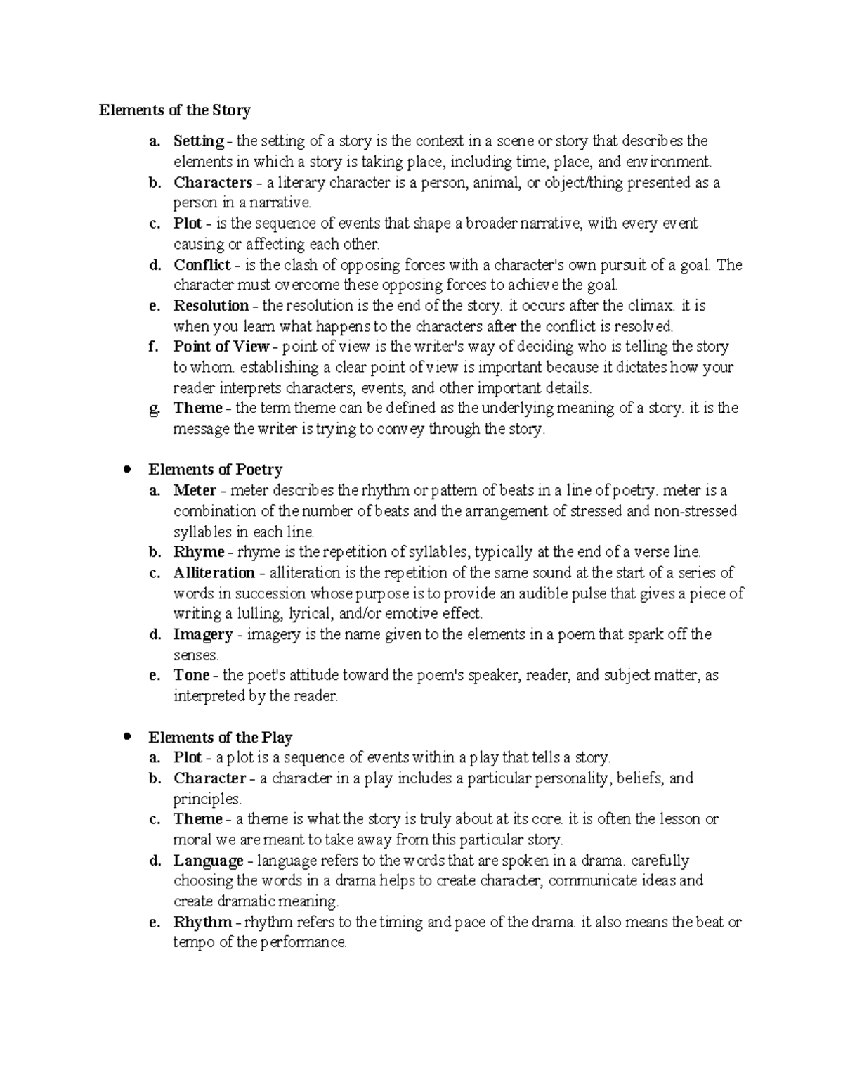 Elements of the Story - Setting - the setting of a story is the context ...