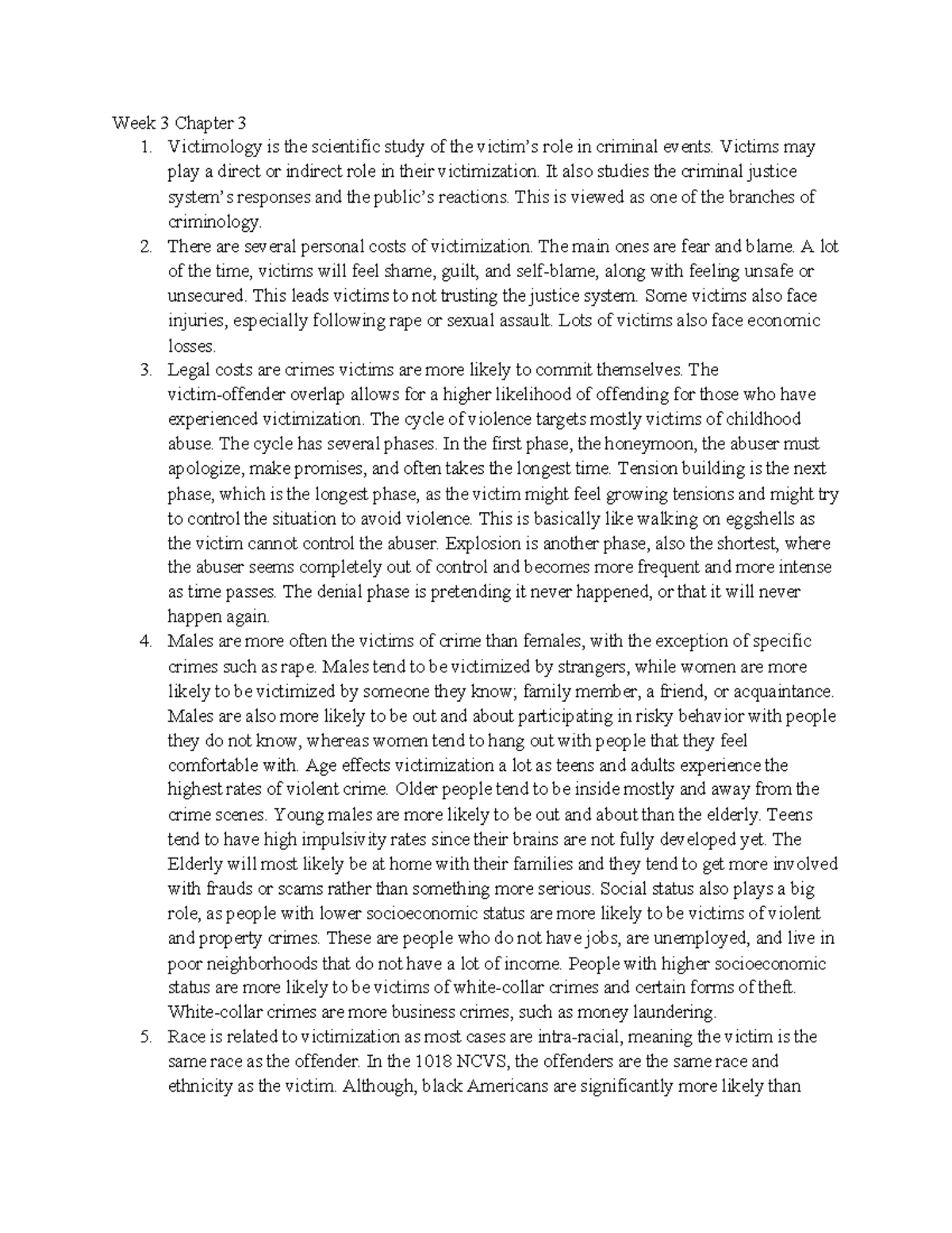 Criminology Reading Questions Chapter 3 - victims and victimization ...