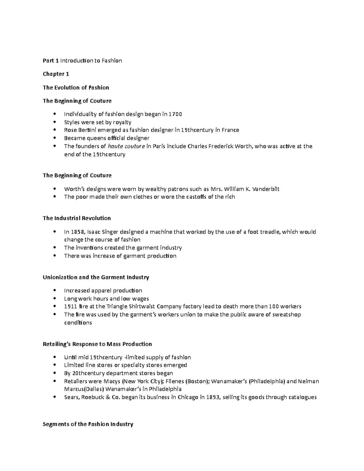 Part 1 Introduction to Fashion - Part 1 Introduction to Fashion Chapter ...