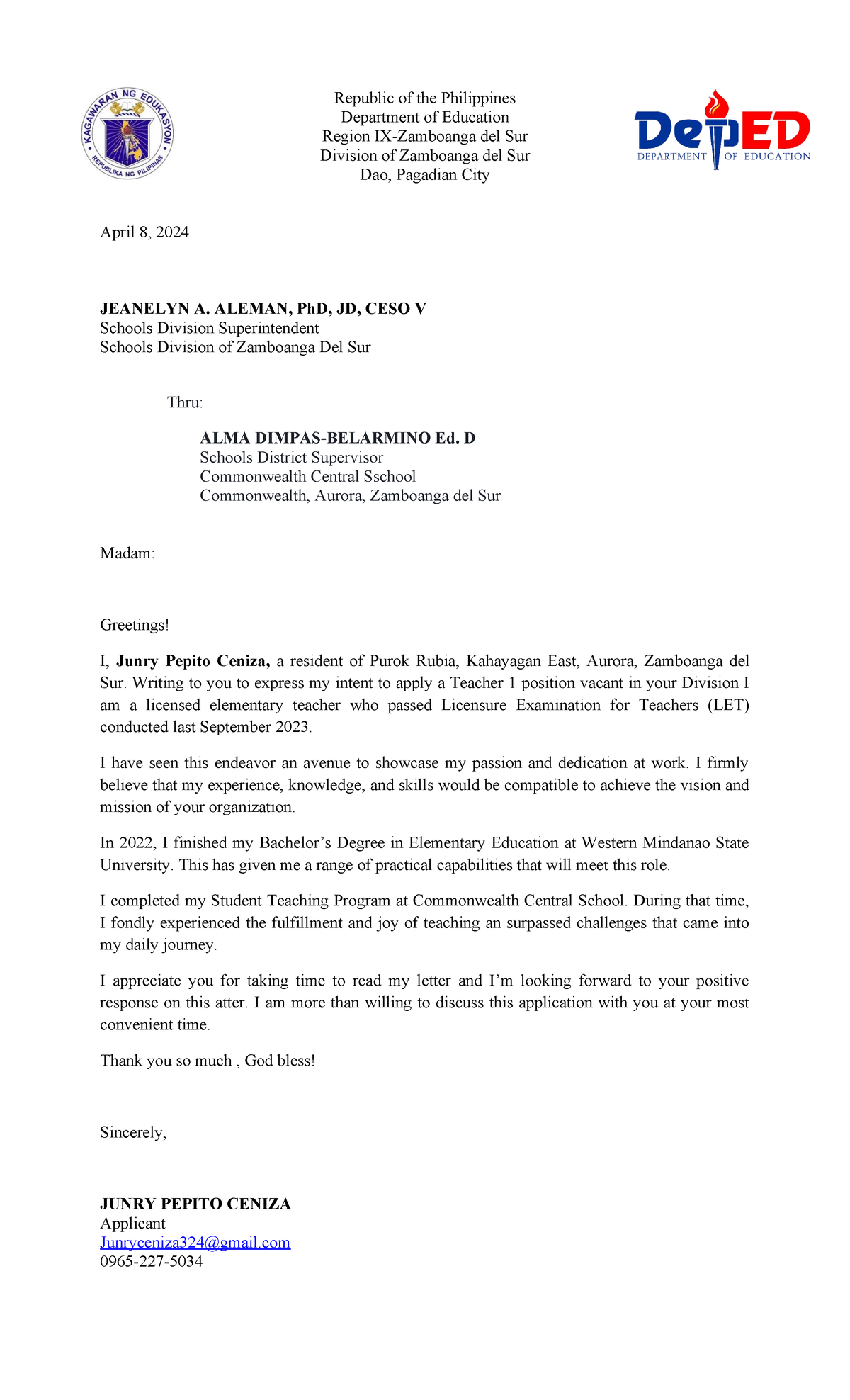 Letter OF Intent docx - Republic of the Philippines Department of ...