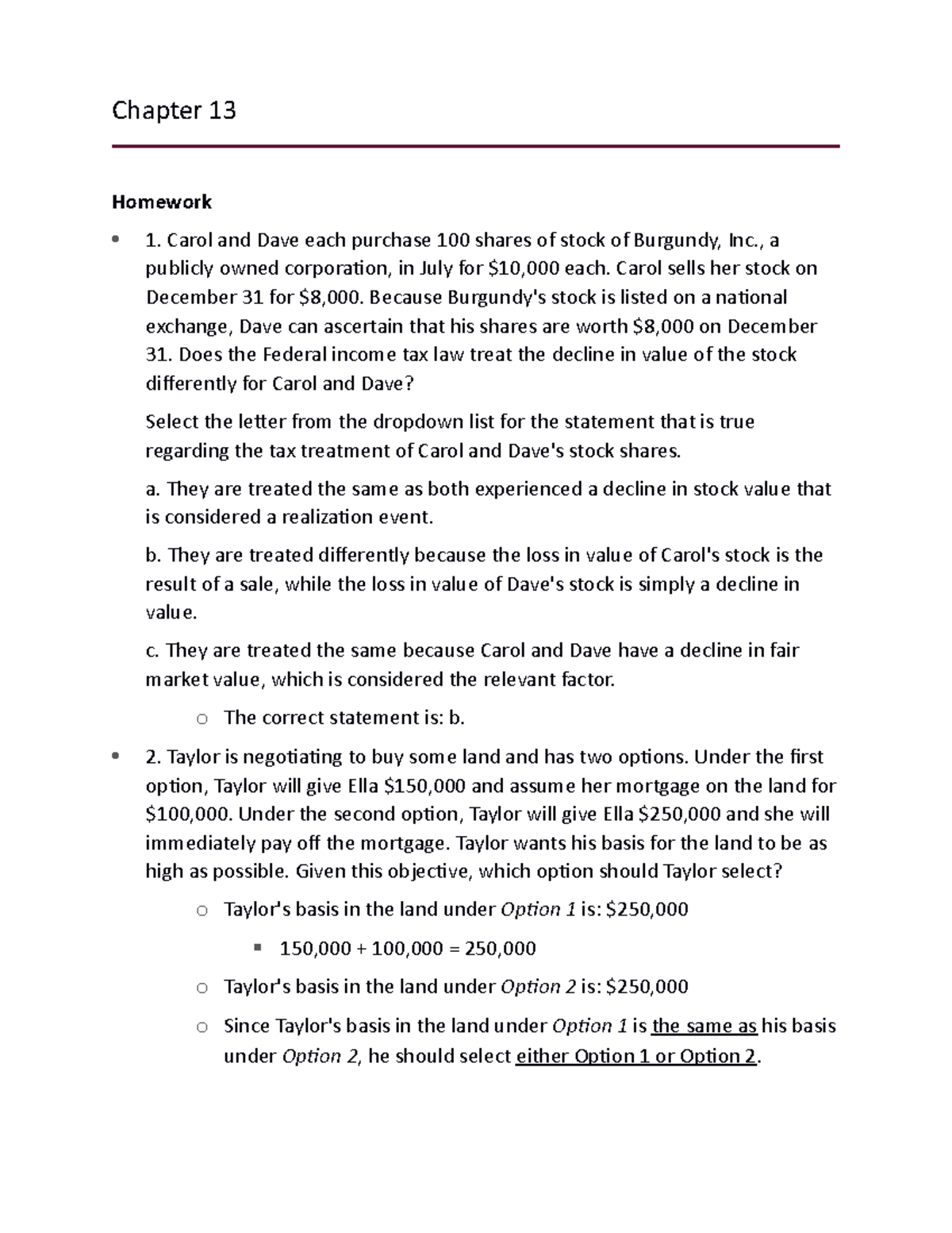 South-Western Federal Taxation 2021 Chapter 13 Homework - Chapter 13 ...