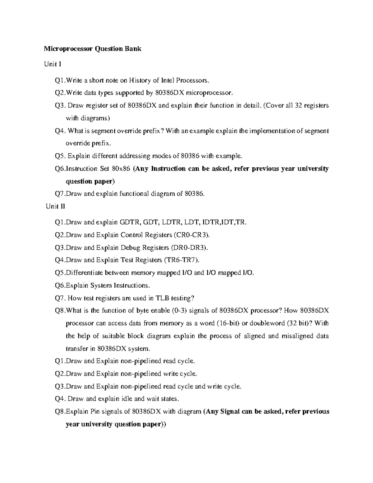 Unit1 and 2 Question Bank Microprocessor - Microprocessor Question Bank ...