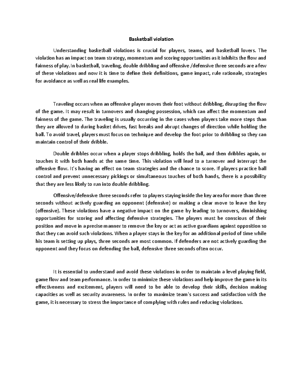 PE- Basketball violation - Basketball violation Understanding ...