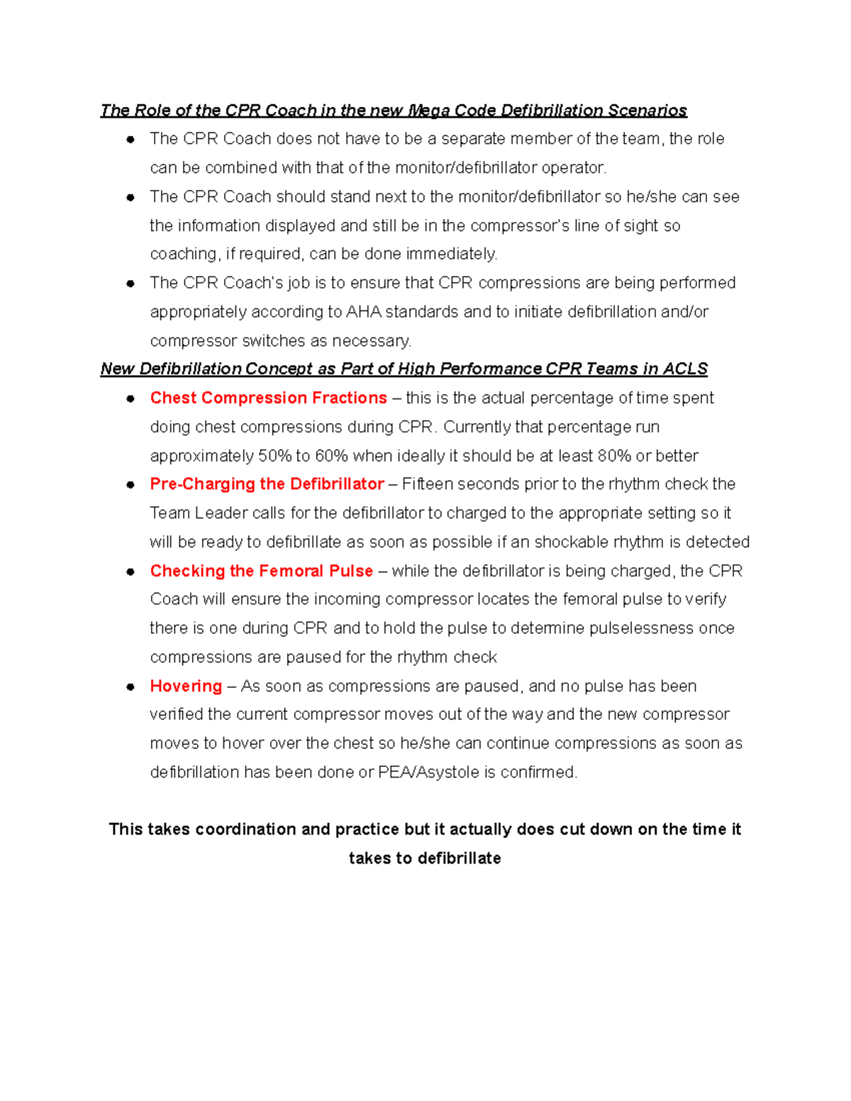 The Role of CPR Coach - Information on new CPR policy - The Role of the ...