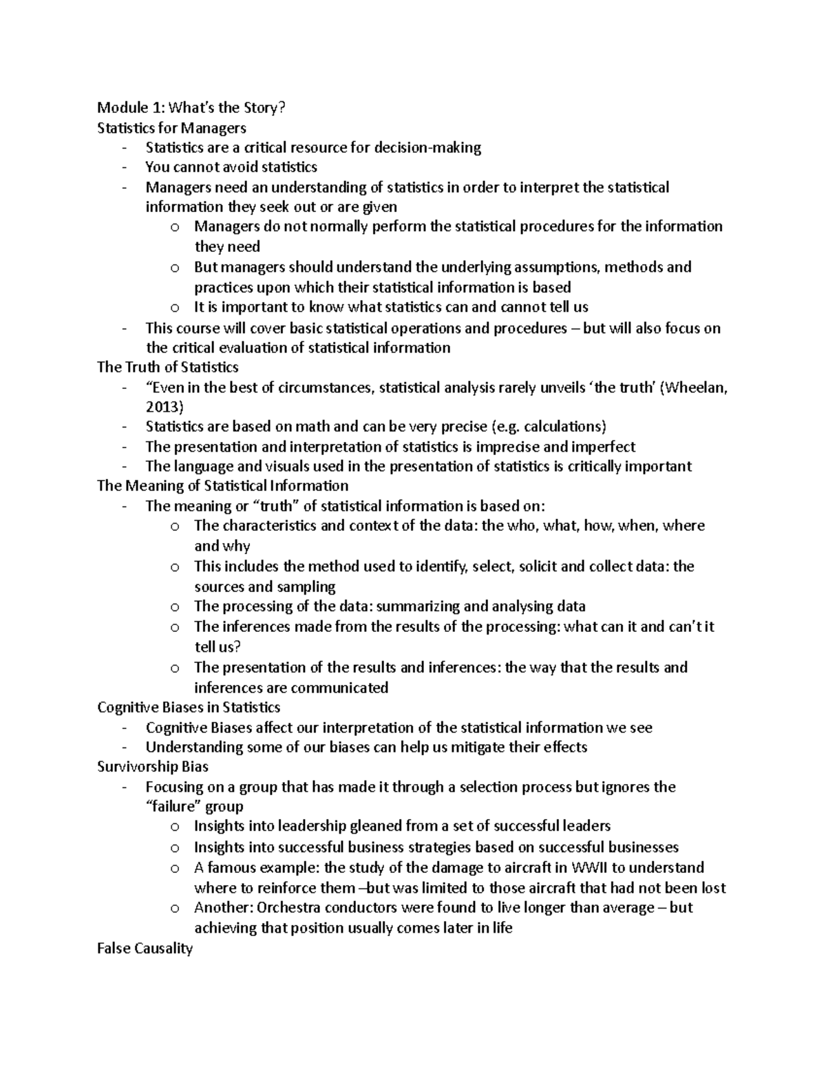 Module 1 - Module 1: What’s the Story? Statistics for Managers - Statistics are a critical ...