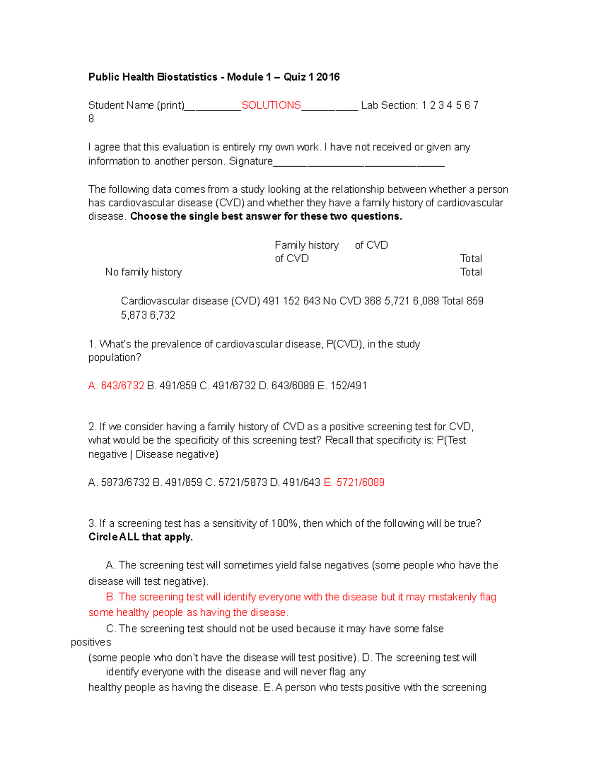 Public Health Biostatistics Module 1 Quiz 1 2016 - Studocu
