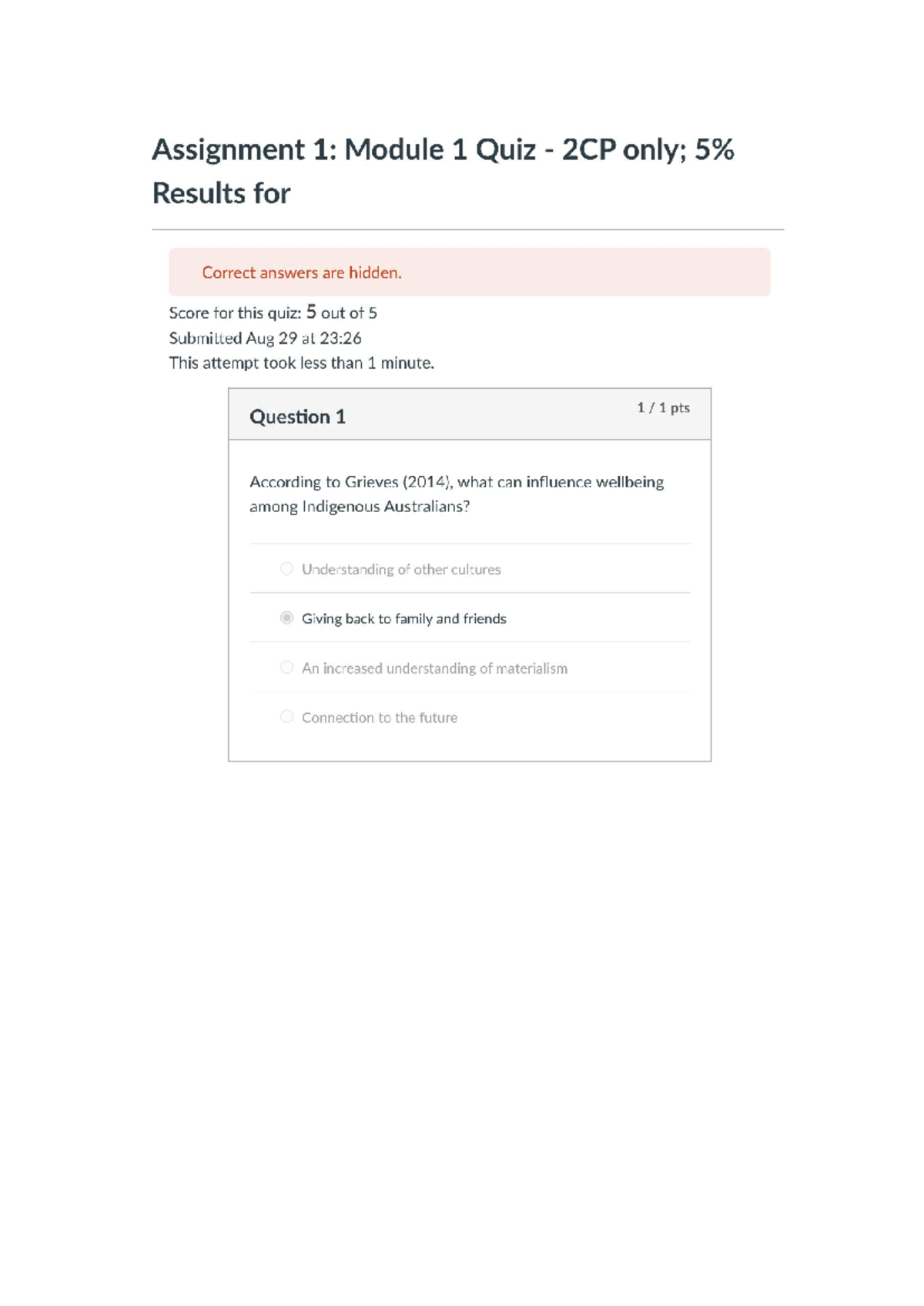 Module 1 quiz correct answer - Assignment 1: Module 1 Quiz 2CP Results ...