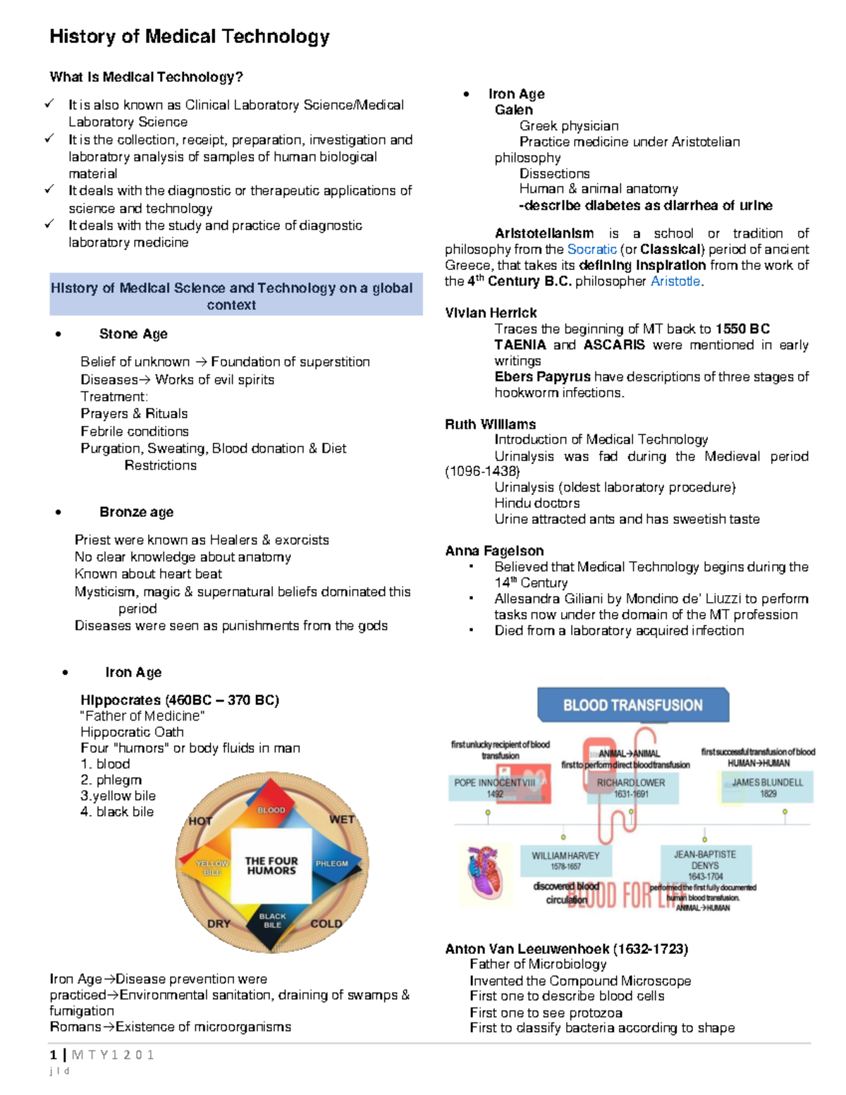 Topic 1. History of Medical Technology - 1 | M T Y 1 2 0 1 What is ...