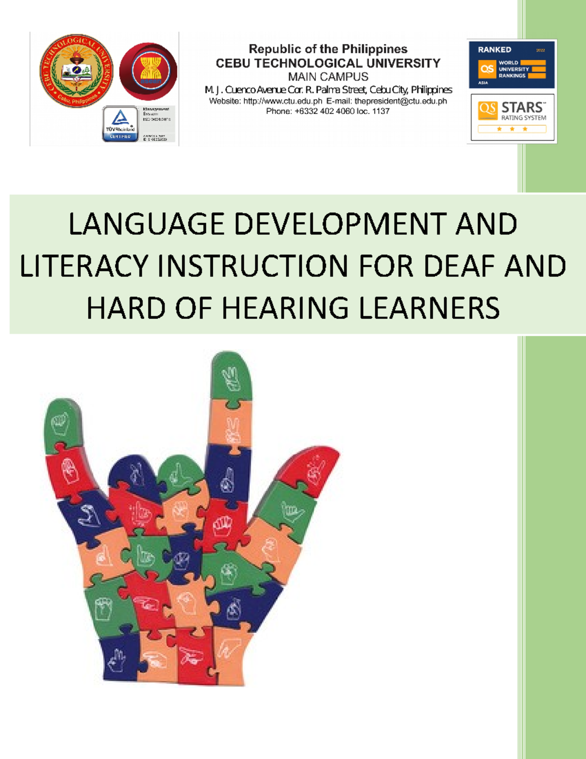Language Development AND Literacy Instruction FOR DEAF AND HARD OF ...