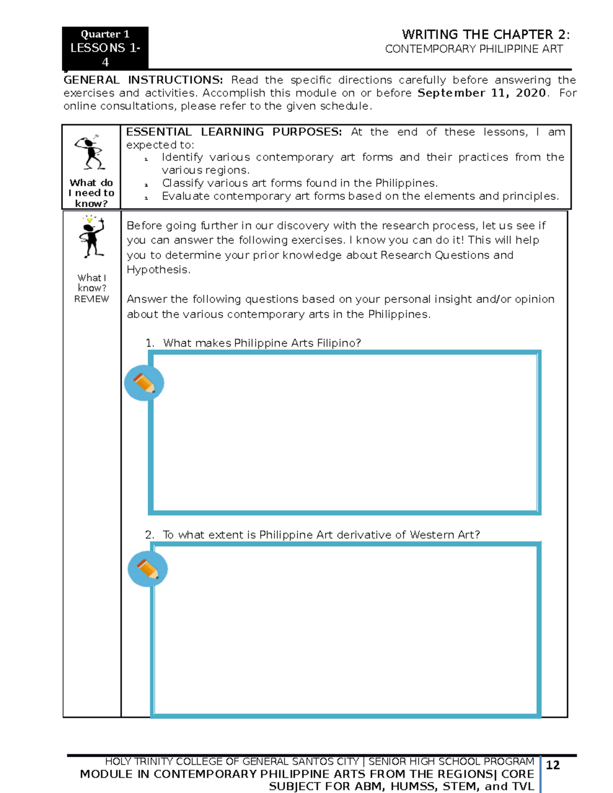 Cpar week 2 - Lecture notes - Quarter 1 WRITING THE CHAPTER 2: LESSONS ...