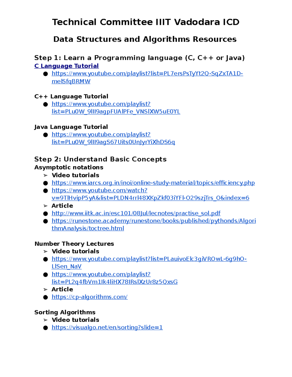 Dsa resources - dsa resource - Technical Committee IIIT Vadodara ICD ...