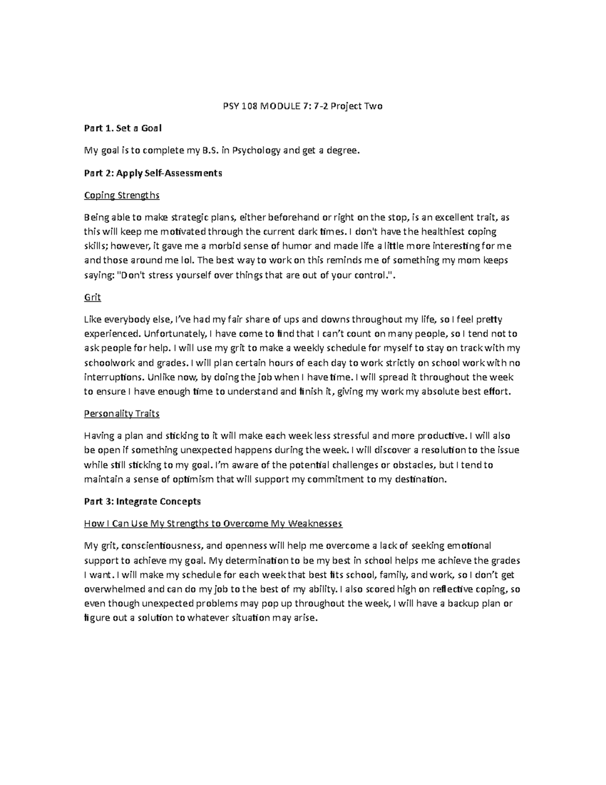 PSY 108 Module 7-2 Project - PSY 108 MODULE 7: 7-2 Project Two Part 1 ...