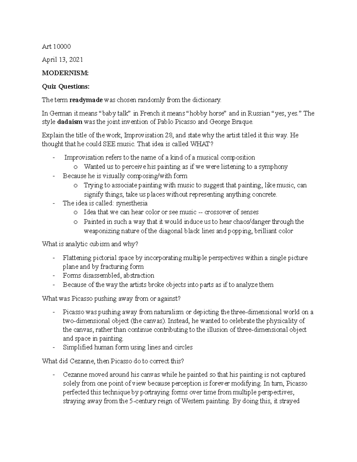 Art 10000 Notes Modernism April 13 - Art 10000 April 13, 2021 MODERNISM ...