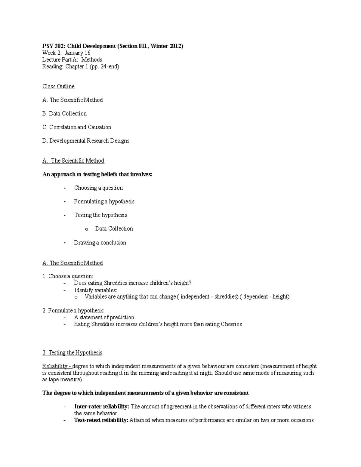 Child Development - Lecture notes - PSY 302 1 - 10 - PSY 302: Child ...