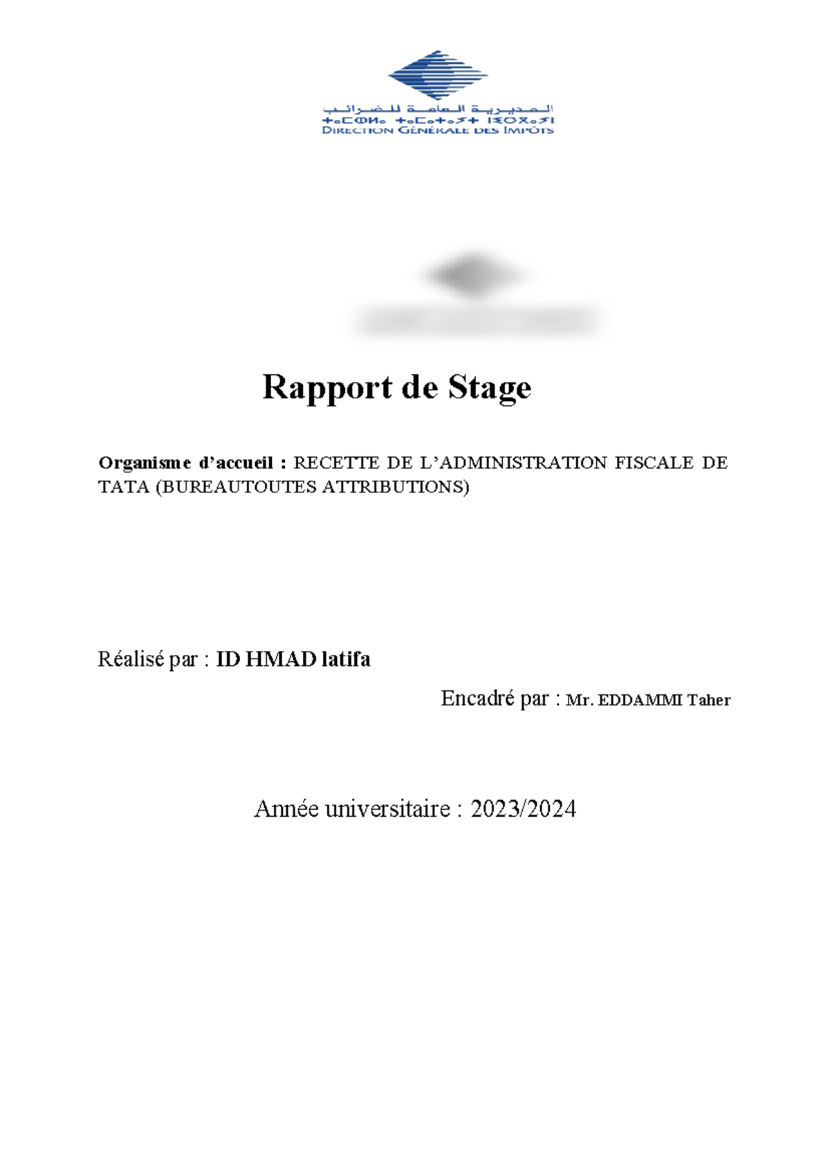 Rapport de Stage de Fin de Formation ikram - Rapport de Stage Organisme ...