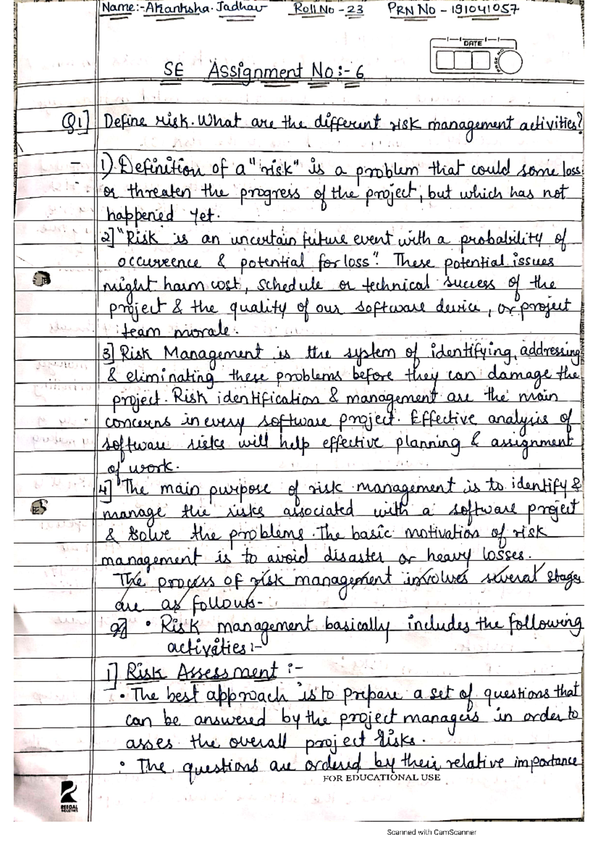 Assignment No 6 SE Roll No 23 PRN No 191041057 - Computer Engineering ...