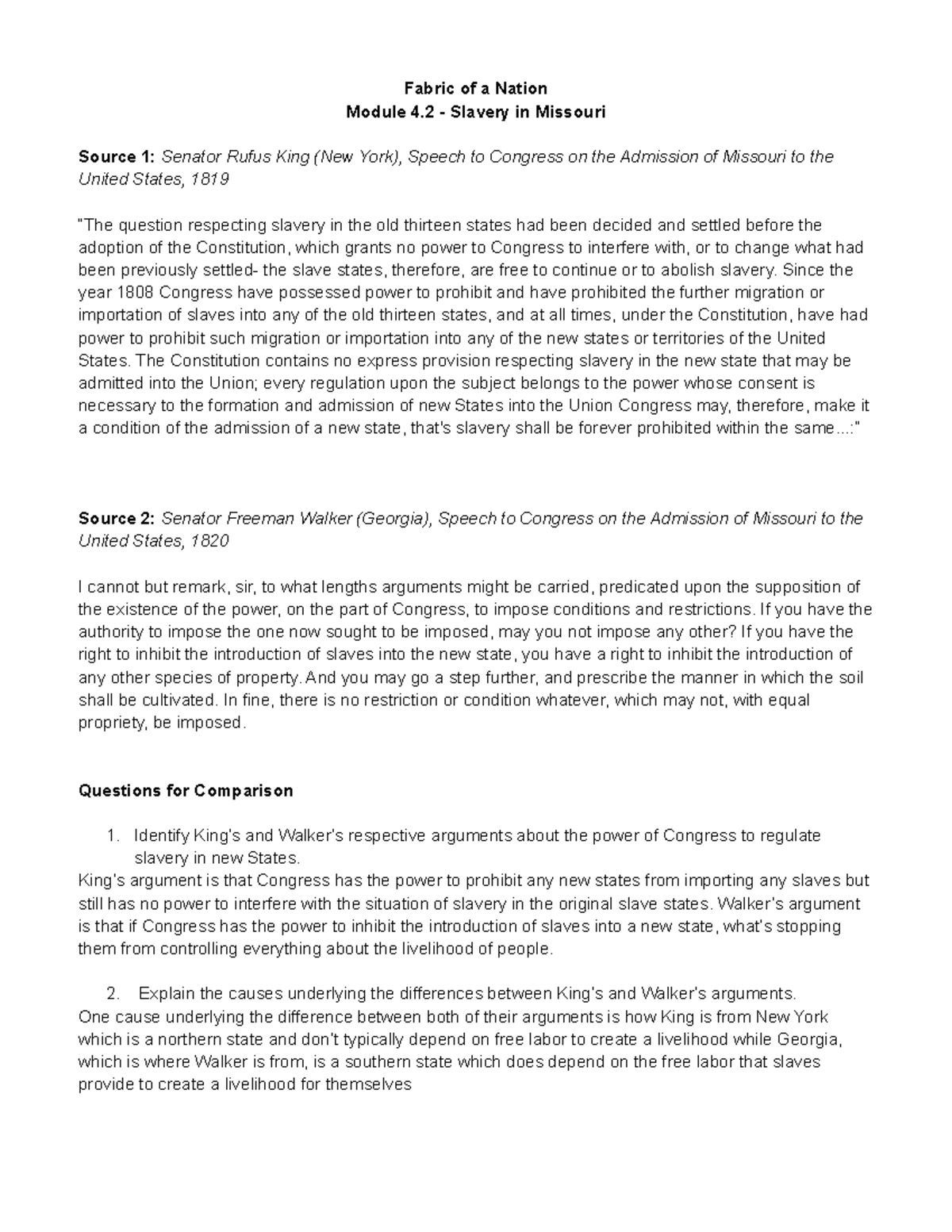 Missouri Compromise Documents - 4 - Fabric of a Nation Module 4 ...