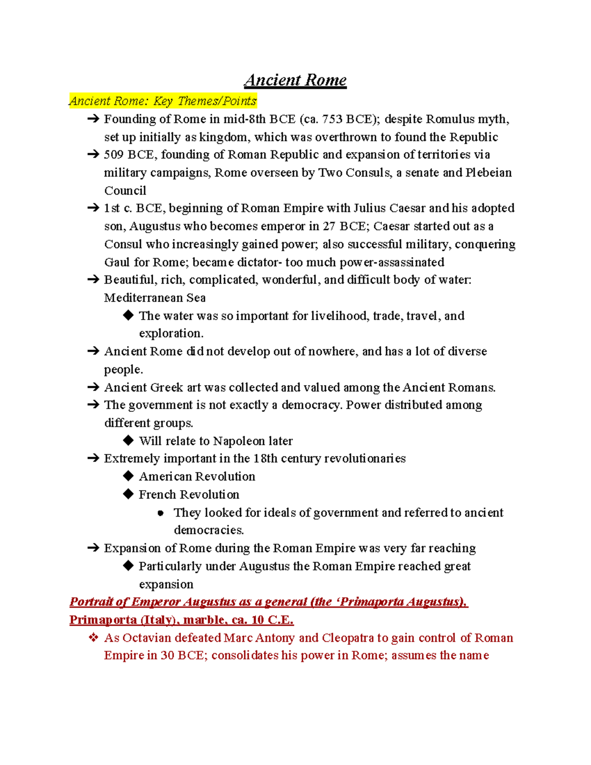 Ancient Rome and Byzantine - Ancient Rome Ancient Rome: Key Themes ...