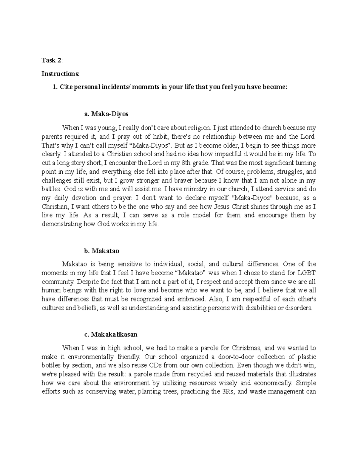 CWTS - Community service subject- CWTS- NSTP- ROTC - Task 2 ...